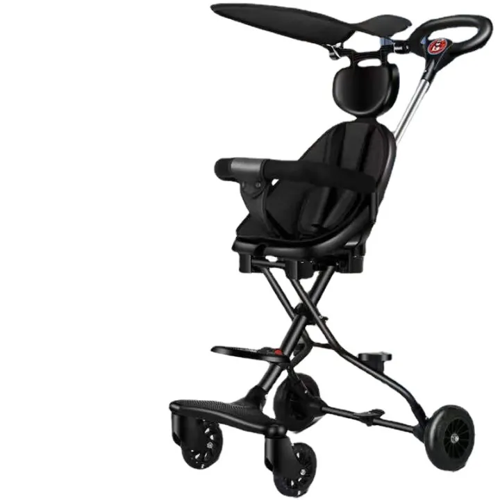 Two-way Lightweight Foldable Four-wheel Stroller with A Baby To Go Out ...