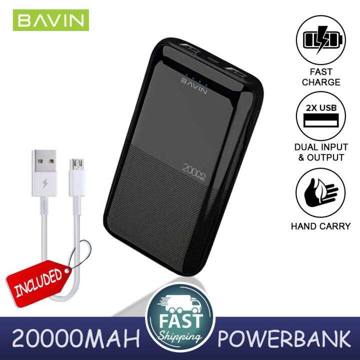 BAVIN PC091 20000mAh Powerbank Compact Fast Charging Dual 2.1A USB Port & 2.1A Dual Input for ...