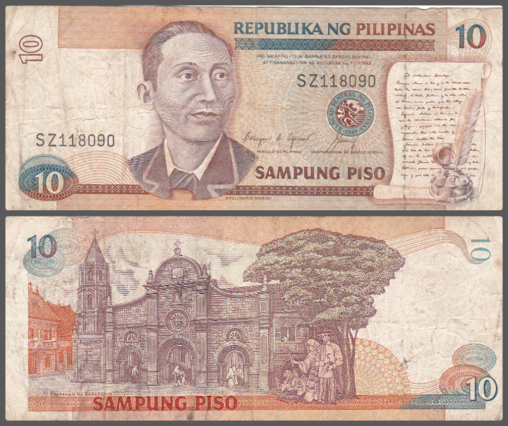 Philippines Banknote, 10 Piso (1995-1997), VG Circulated. | Lazada