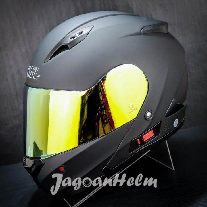 SNAIL HELM MODULAR M1 SOLID / BLACK DOFF VISOR GOLD / FULLFACE | Lazada ...