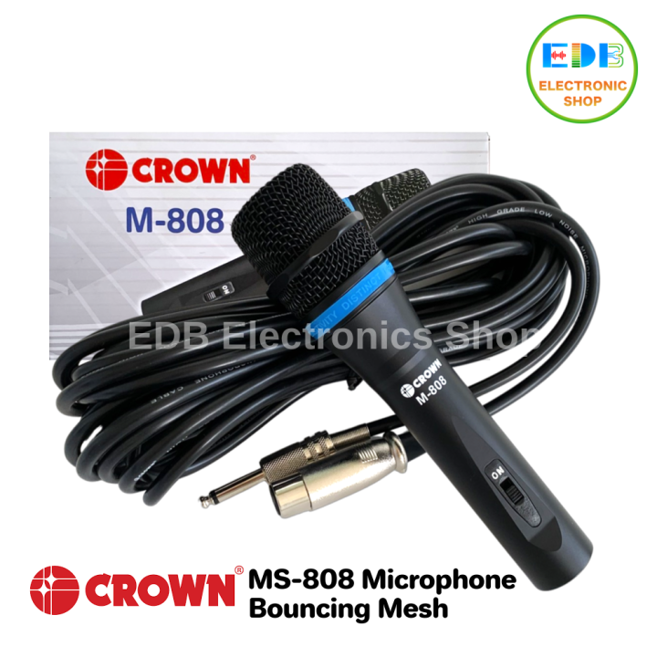 Original Crown M-808 Wired Microphone 10meters wire Bouncing Mesh Heavy ...
