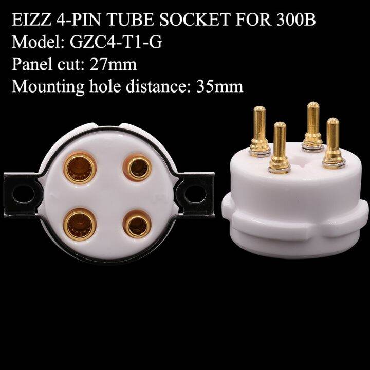 EIZZ 4-Pin Vacuum Tube Socket Base For 2A3 300B 40 45 50 5Z3 811 101D 24K Plated Brass Pins Hifi ...