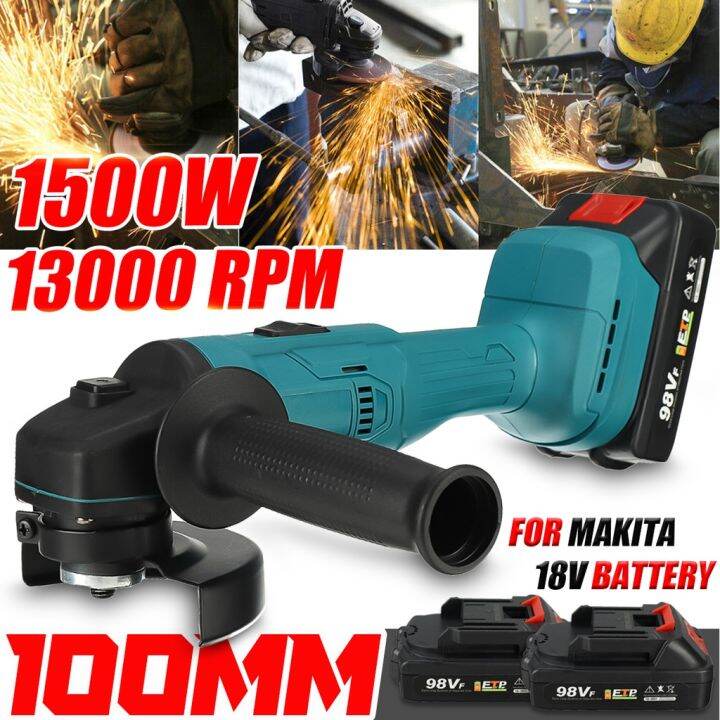 1500W 100mm 98VF Electric Cordless Angle Grinder Cutting Grinding ...