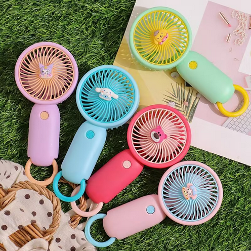 Kipas E64 Cartoon Cute Fan With Stand Portable Hand Fan Table Mini Clip ...