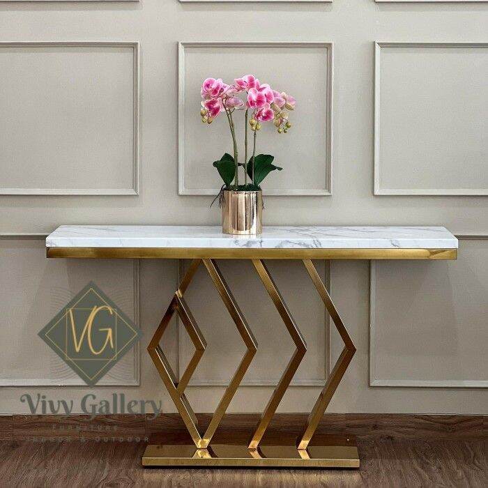 Meja Hias Dekorasi Ruang Tamu Aesthetic Stainless Top Marmer | Lazada ...