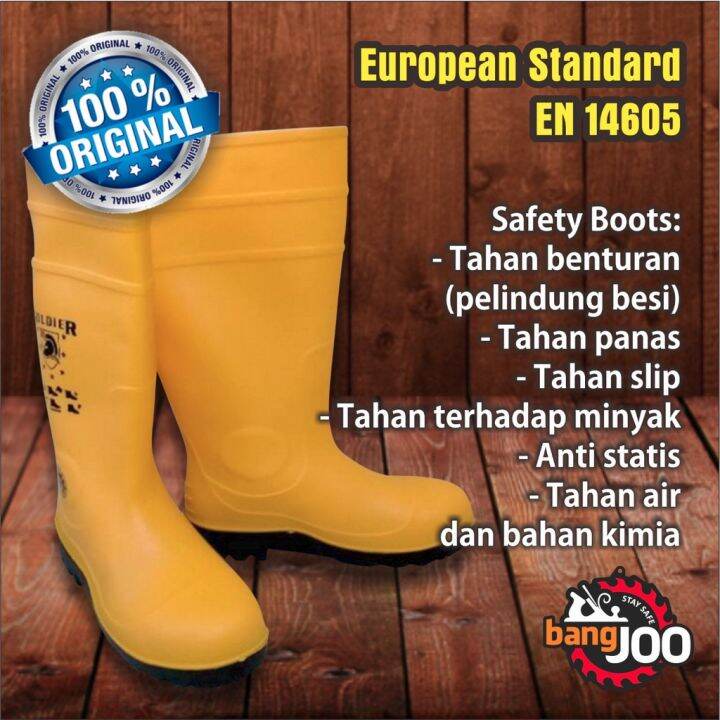 SOLDIER sepatu safety PVC boots standar Eropa / sepatu boot safety ...