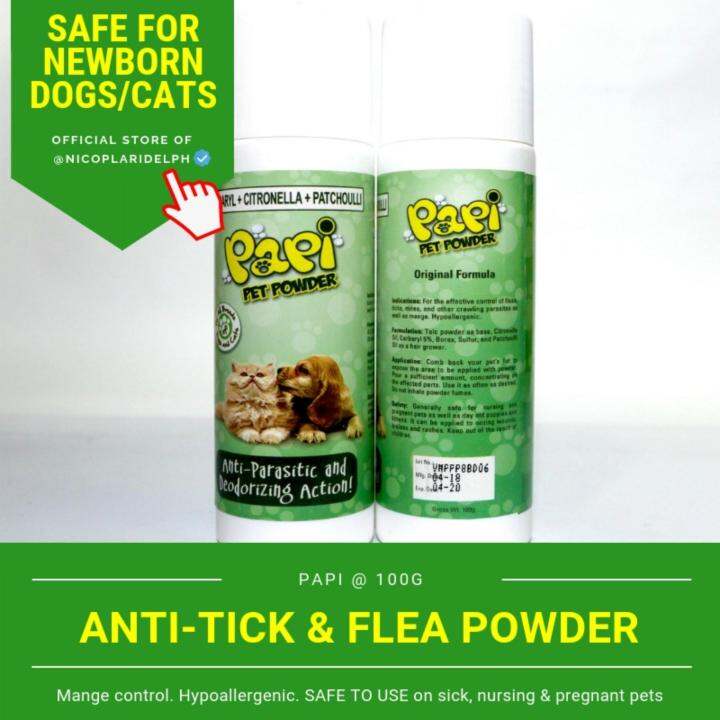 Papi Anti Tick and Flea Powder with Deodorizing and Hypoallergenic ...