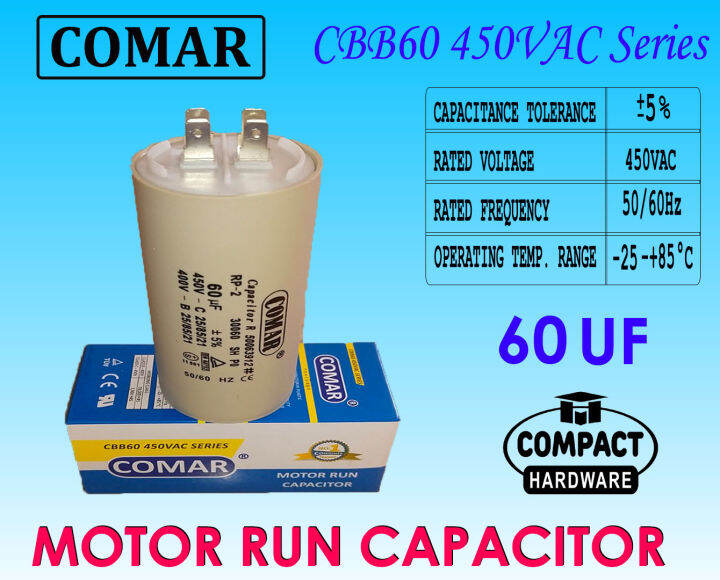 Running Capacitor 60 UF CBB60 450VAC Series for Washing Machine , Water ...