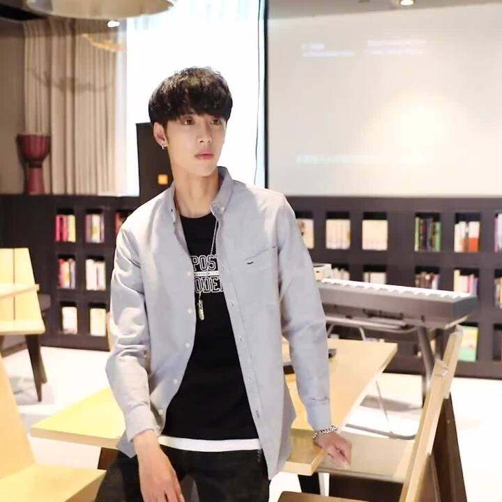 njhgj เสื้อเชิ้ตแขนยาวผ้าอ๊อกฟอร์ดผ้าฝ้าย100 รุ่นใหม่สำหรับฤดูใบไม้ผลิ ...