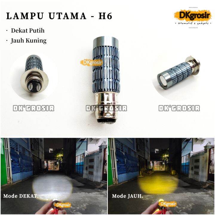 Lampu Utama LED H6 - Lampu depan tipe Laser - Lampu utama Motor Putih Kuning | Lazada Indonesia