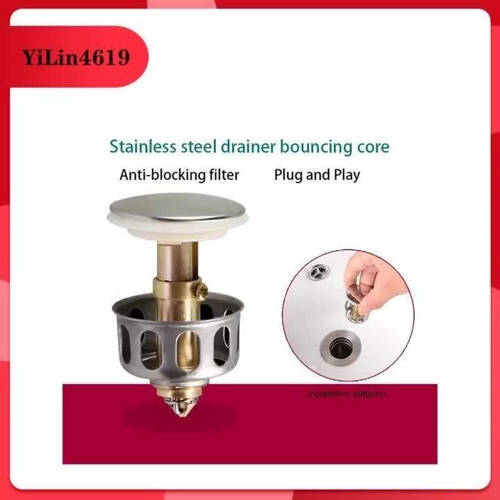 Basin drain bounce core wash hand basin sink basin stainless steel push ...