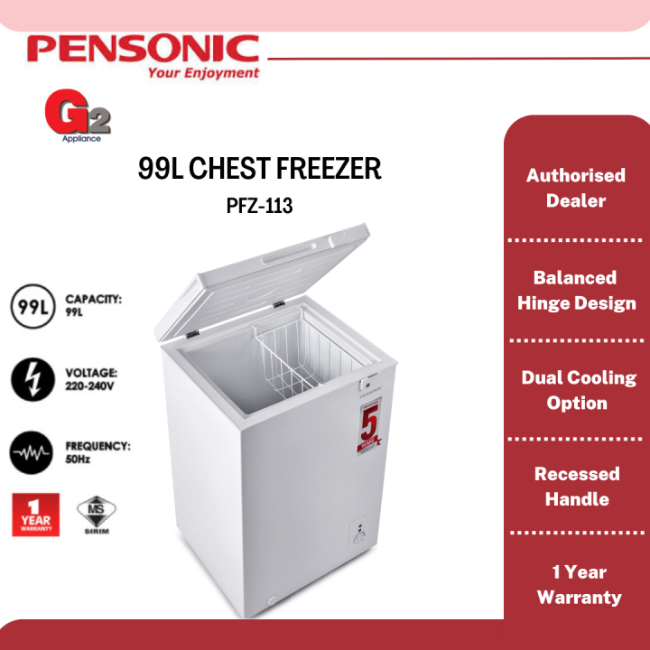 PENSONIC CHEST FREEZER 99L PFZ-113 [READY STOCK]-PENSONIC WARRANTY ...