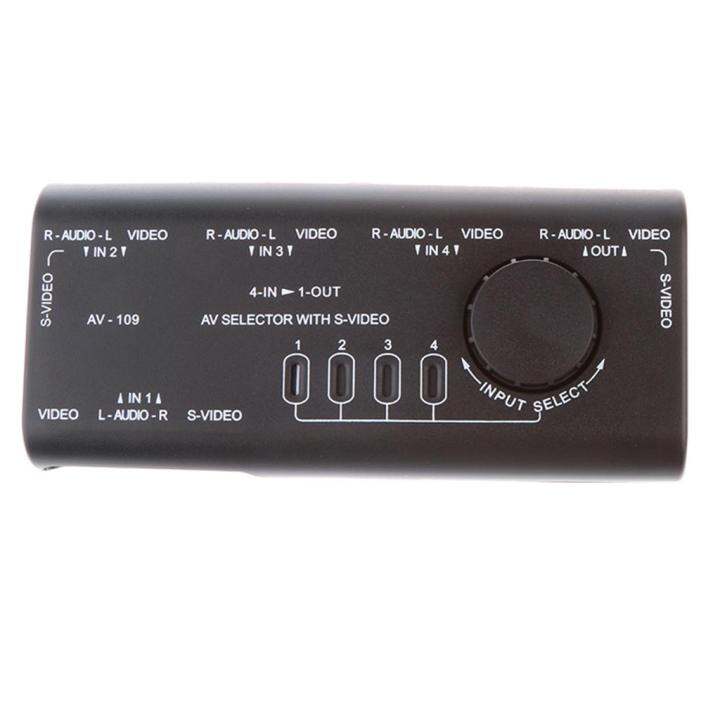 LazaraSuper 4-Way AV Switcher RCA Switch 4 Inputs 1 Output Audio L / R ...