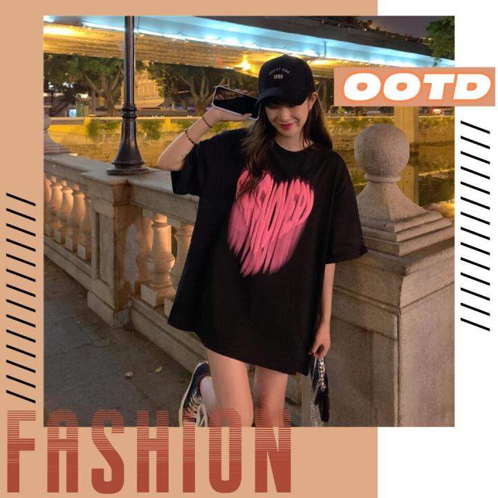 Tsion 💖 เสื้อยือสกรีนลายหัวใจ สายชิคๆคลูๆ บอดเลยห้ามพลาดนะ ใส่แมทช์ง่าย ...