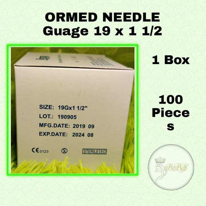 Ormed Needle Gauge 19 x 1 1/2'' 1 Box of 100 pieces | Lazada PH