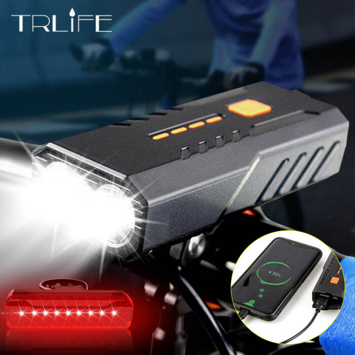 TRLIFE 4000มิลลิแอมป์ชั่วโมงไฟจักรยาน USB ชาร์จขี่จักรยานไฟหน้ากันน้ำ ...