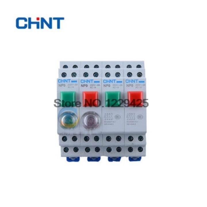 CHNT CHINT Momentary NP9 Push button Pushbutton Switch with LED 230v Modular DIN Rail red green ...
