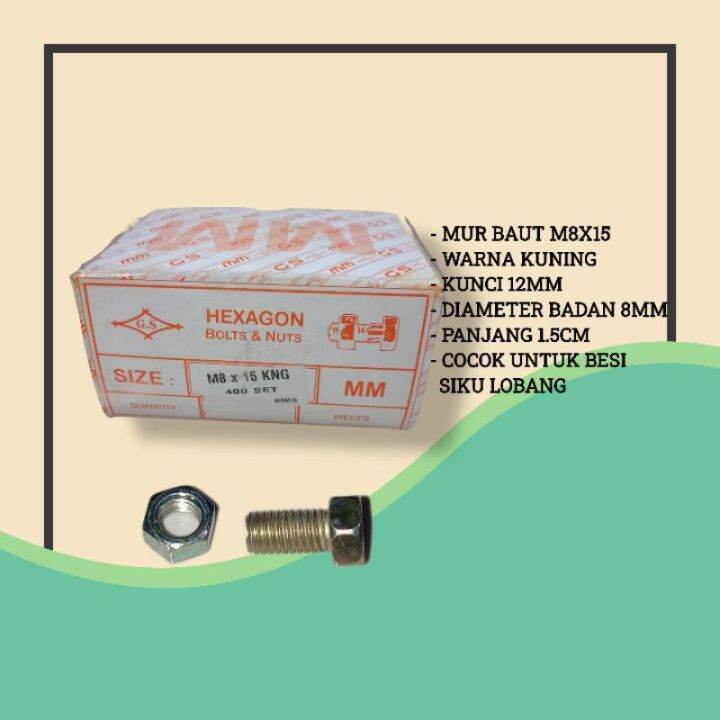 Mur BAUT Besi Siku Lubang M8x15 M8 X 15 HARGA UNTUK 1 DUS ISI 400 pcs | Lazada Indonesia