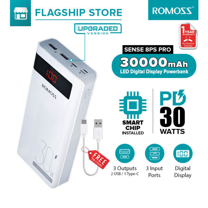 Romoss Sense 8PS Pro 30W 30000 mAh Powerbank Two-way Fast Charging ...