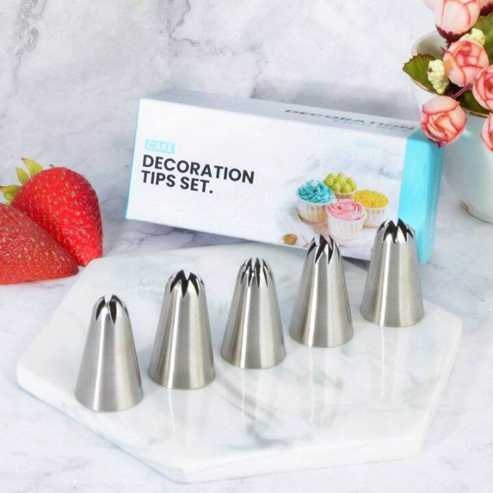 5 pcs. Nozzle Set Baking Tool Mid 304 Stainless Steel Assorted Piping ...