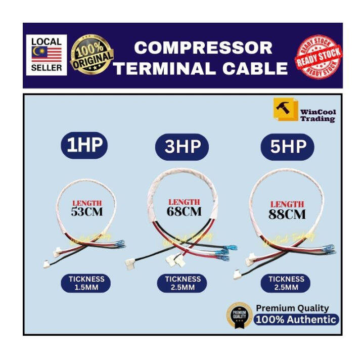 1SET 3pcs Terminal Wire Air-Conditioner Compressor Wayar Compressor 1HP ...