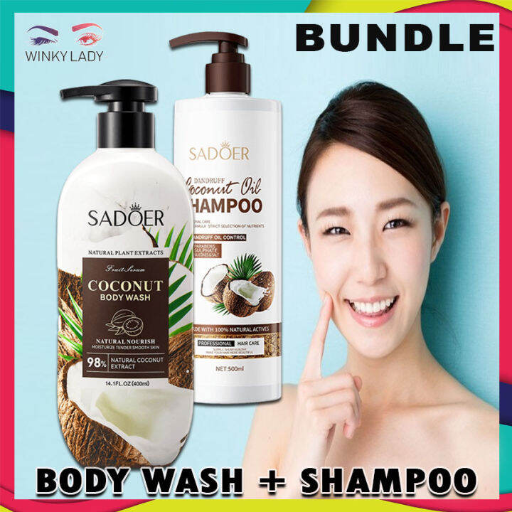 (BUNDLE) SADOER Coconut BODY WASH Natural Plant Extracts Cleansing Shower Gel (400ML) WITH ...