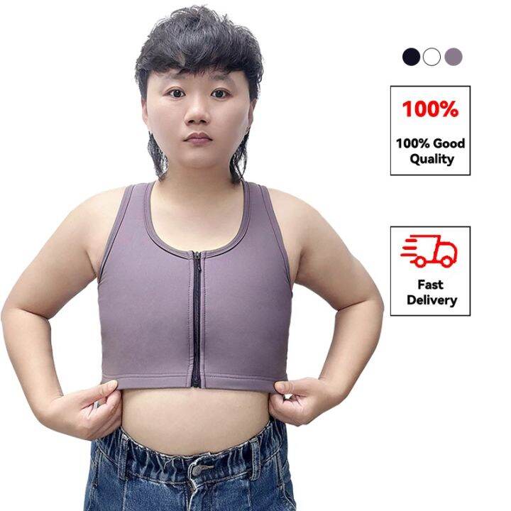 Janest Central Zipper Chest Binder Soft Nap Zip Up Breast Binder