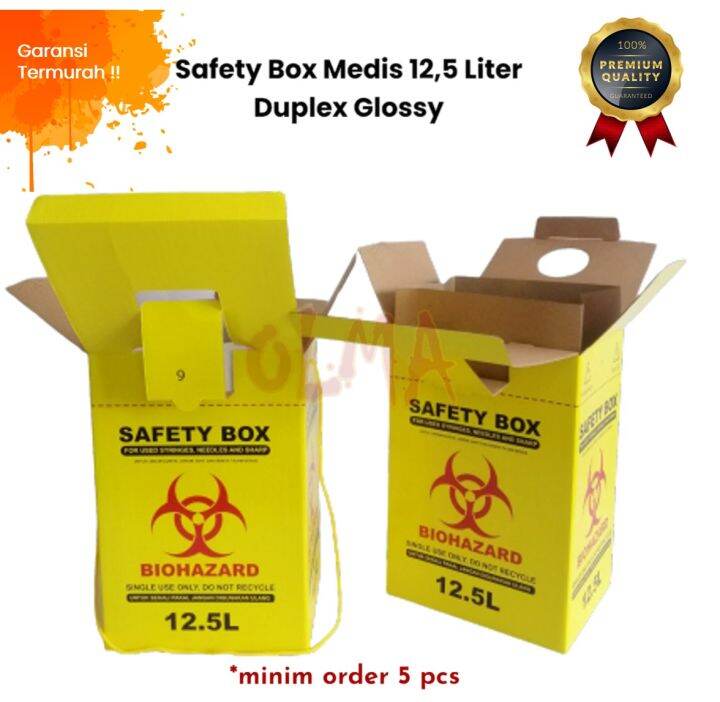 Safety Box Medis 12 5 Liter Biohazard Inner+Tali Tempat Sampah Medis ...