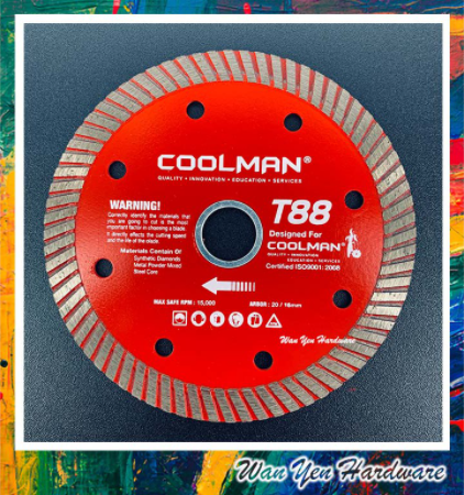 105mm(4") Coolman T88 Diamond Disc (Turbo Rim) Dry / Wet Cut for Burnt ...