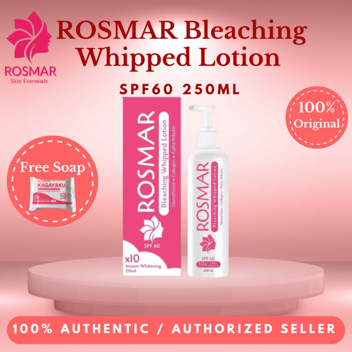 ROSMAR BLEACHING WHIPPED LOTION 250ML SPF 60 with free soap/ 10x Skin ...