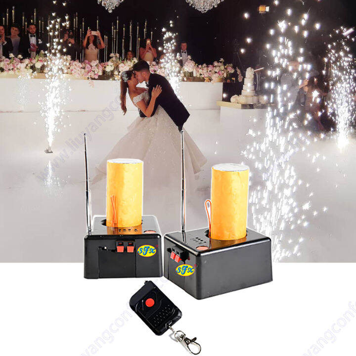 2ชิ้นแต่งงานดอกไม้ไฟเย็นมินิ Pyrotechnics น้ำพุ1การควบคุมระยะไกล Pyro ...