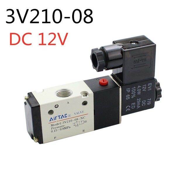 Pneumatic Solenoid Valve 3 Way 2 Position Air Directional Control Valve 3v210-08 Dc12v Dc24v ...