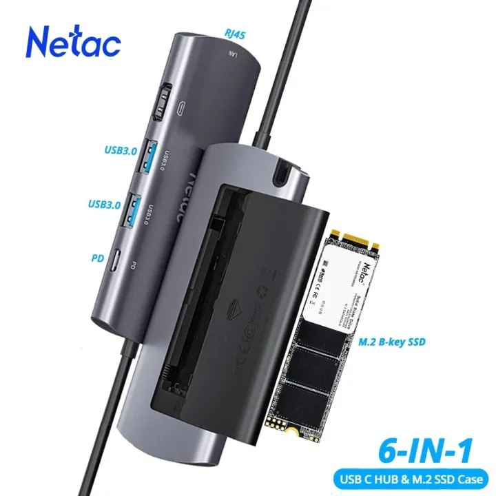 Netac USB HUB Type C M2 SSD 6 In 1 Case 4K HDMI Adapter USB 3.0 RJ45 ...