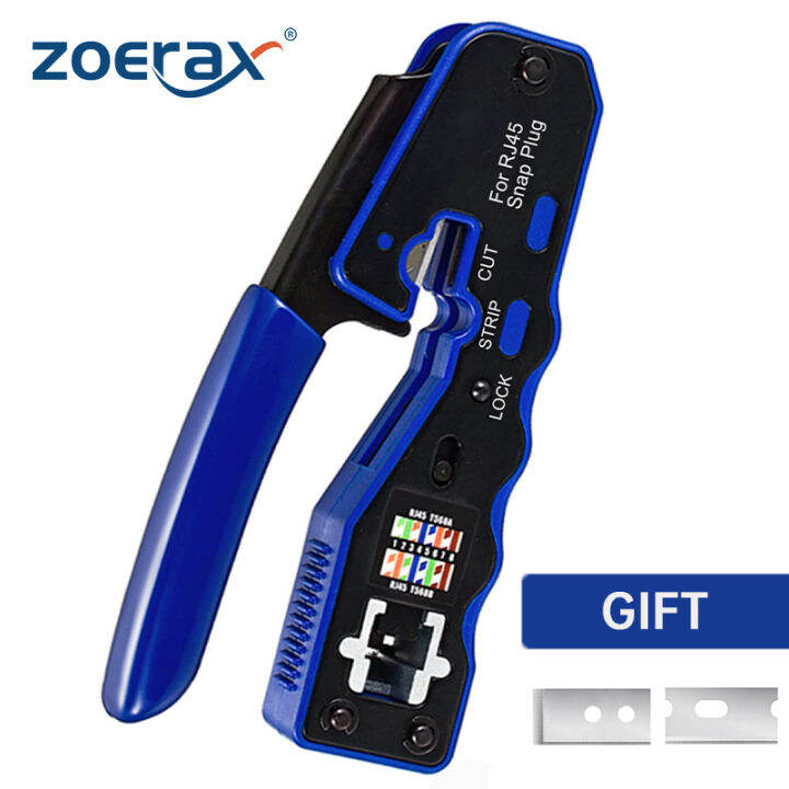 Zoerax RJ45 Crimping Tool Network Stripping Crimper Cable Connector ...