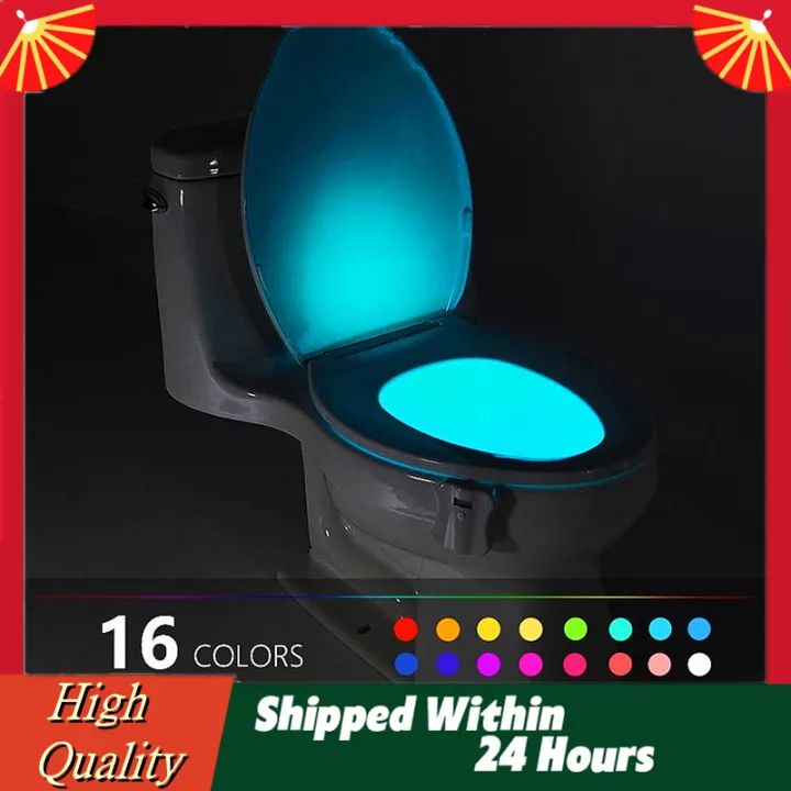 Motion Sensor Toilet Seat Night Light 16 Colors Waterproof Backlight ...