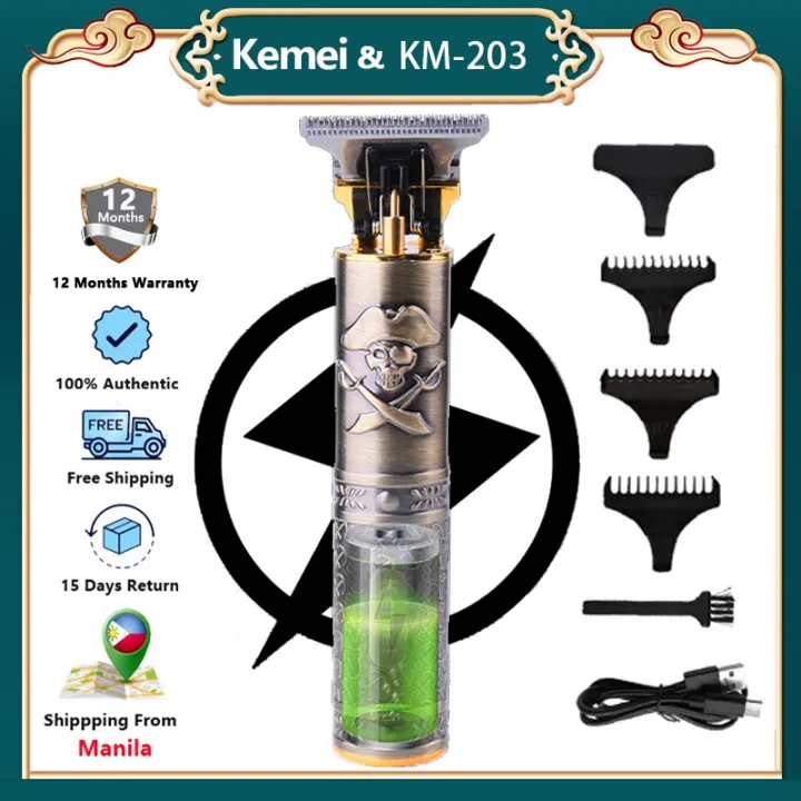 KemeI KM-203 T9 Professional Hair Trimmer 0MM Electric Cordless Clipper ...