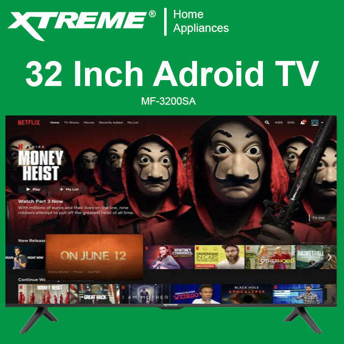 XTREME 32-inch Android 9.0 HD Frameless LED TV with Free Wall Bracket (Black) [MF-3200SA ...