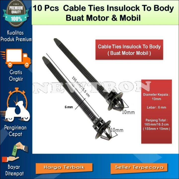 ( ISI 10 PCS ) Nylon plastik Pengikat kabel Klip Panah/Insulock insulok ...