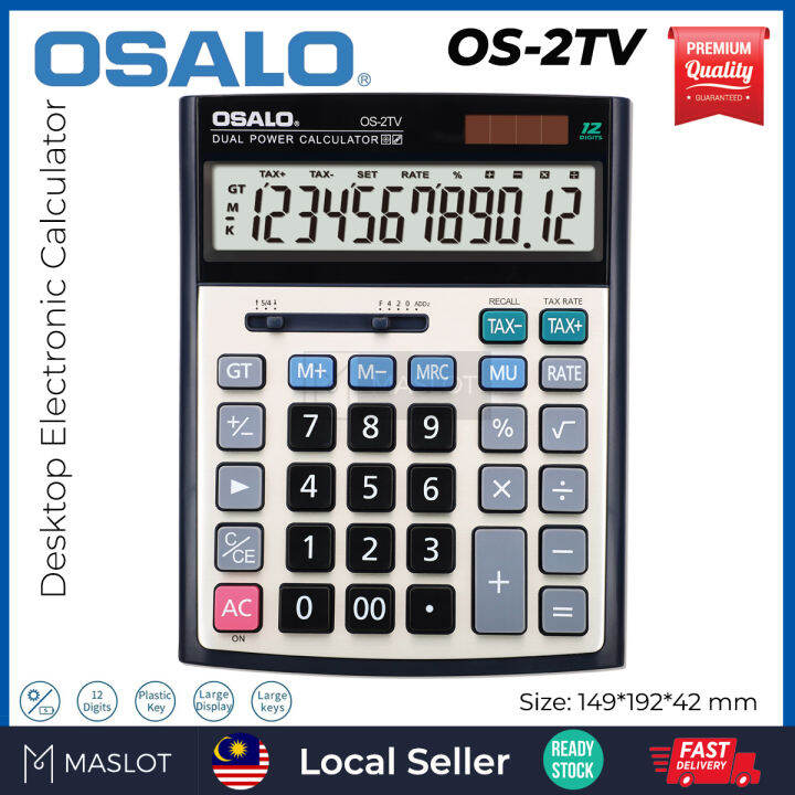 OSALO OS-2TV 12 Digit Desktop Electronic Calculator Large Display Two ... OSALO OS-2TV 12 Digit Desktop Electronic Calculator Large Display Two ...