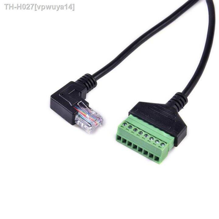 90 Degree RJ45 Male to 8 Pin AV Terminal Screw Adapter Network Cable ...