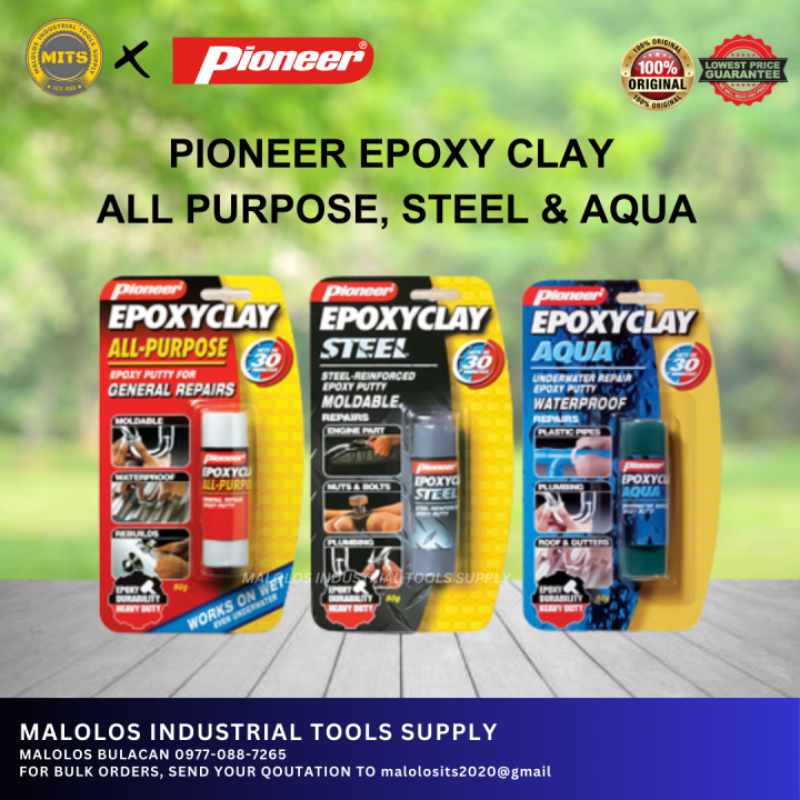 Pioneer Epoxy Clay (All Purpose, Steel & Aqua - 25g / 50g) | Lazada PH