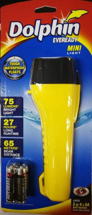 Eveready Mini Dolphin LED Torch Light + 4 pcs Size AA Batteries | Lazada