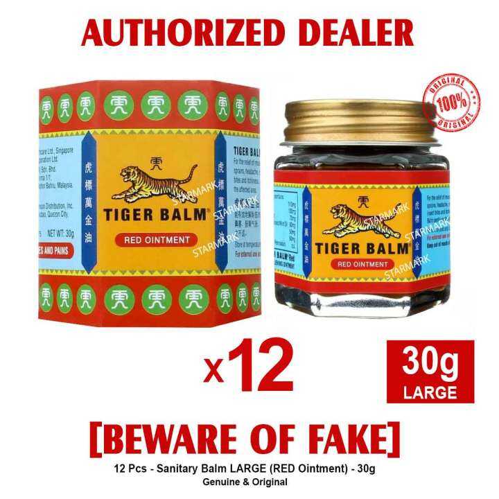 Tiger Balm Balms RED Ointment 30g LARGE Authentic - 12 Pcs | Lazada PH