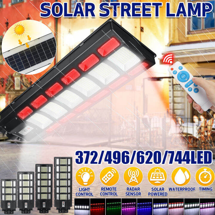 RGB LED Solar Lamp Solar Street Light 744/620/496/372LEDs Waterproof ...