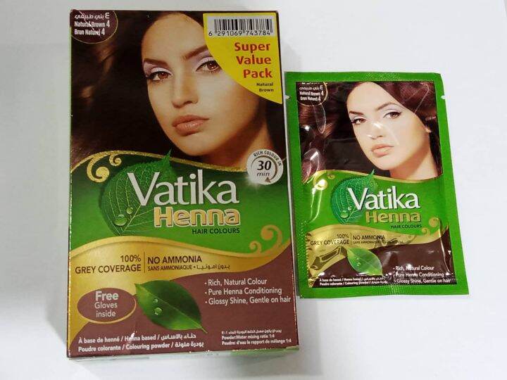 Vatika Henna Hair Color 4 Natural Brown, dark brown 10g | Lazada PH