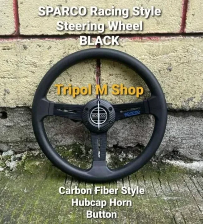 SPARCO Universal Racing Style Steering Wheel with Carbon Fiber Style ...