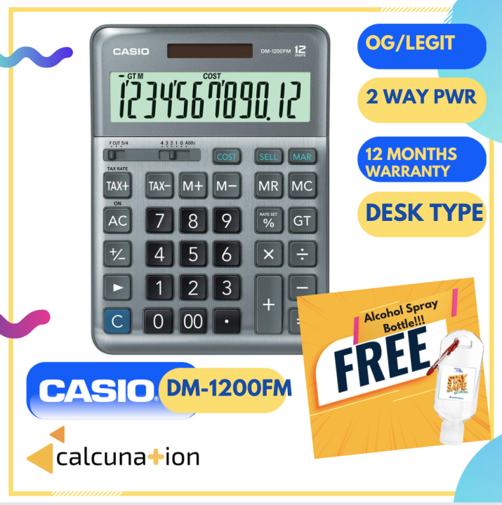 CASIO DM1200FM DESKTOP CALCULATOR with FREE Alcohol Spray Bottle ...