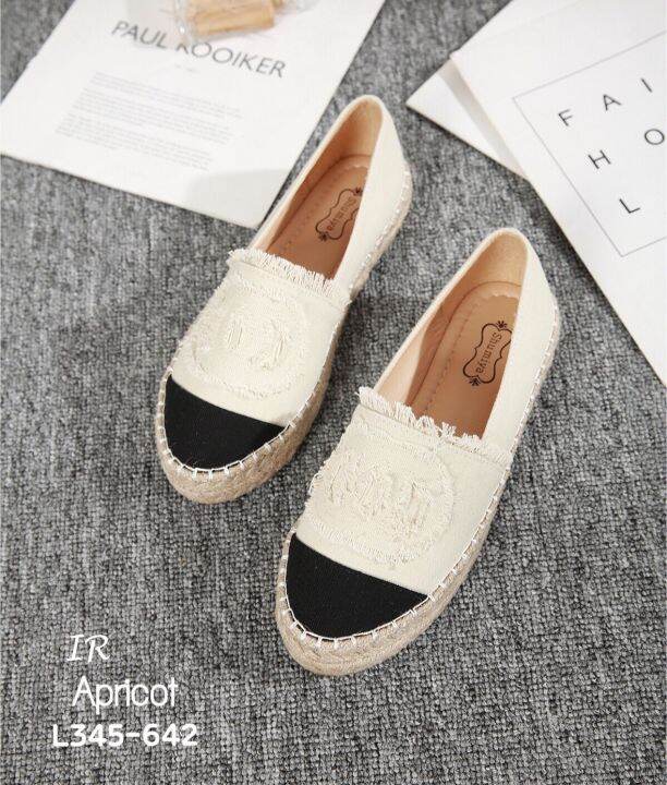 L345-642 รองเท้าคัทชู ทรงเอสพราดิล ผ้าแคนวาส | Lazada.co.th