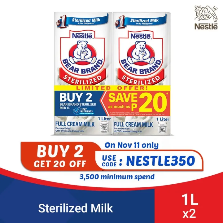 Explosion BEAR BRAND Sterilized UHT Milk 1L - Buy 2 Save 20 | Lazada PH