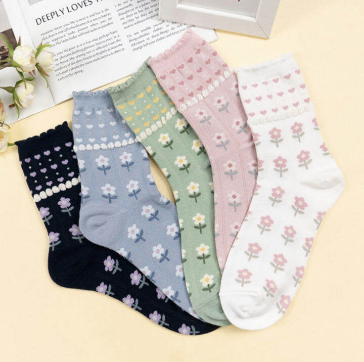 Korean Socks - Flower Scattered Socks - Iconic Socks | Lazada PH